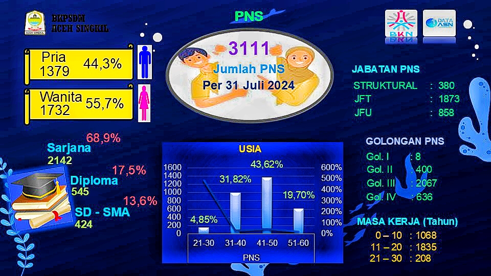 Data ASN Kabupaten Aceh Singkil per 31 Juli 2024